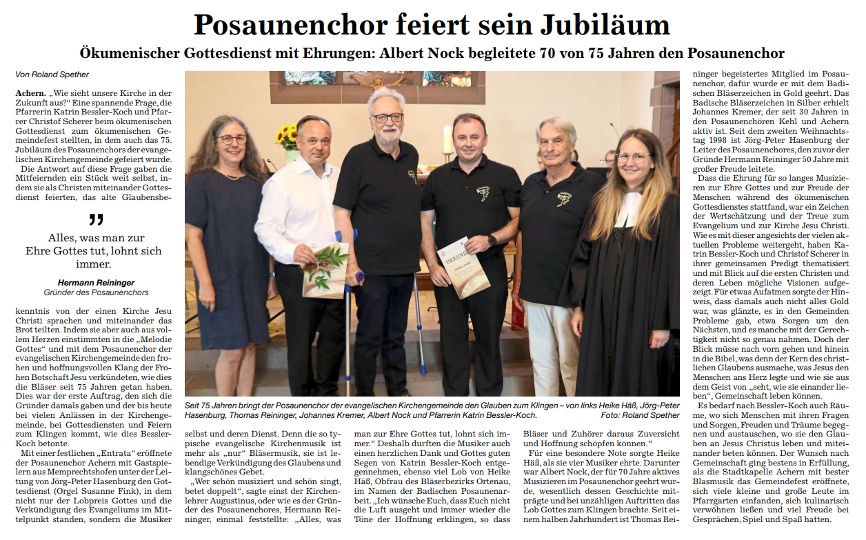Posaunenchor feiert Jubiläum